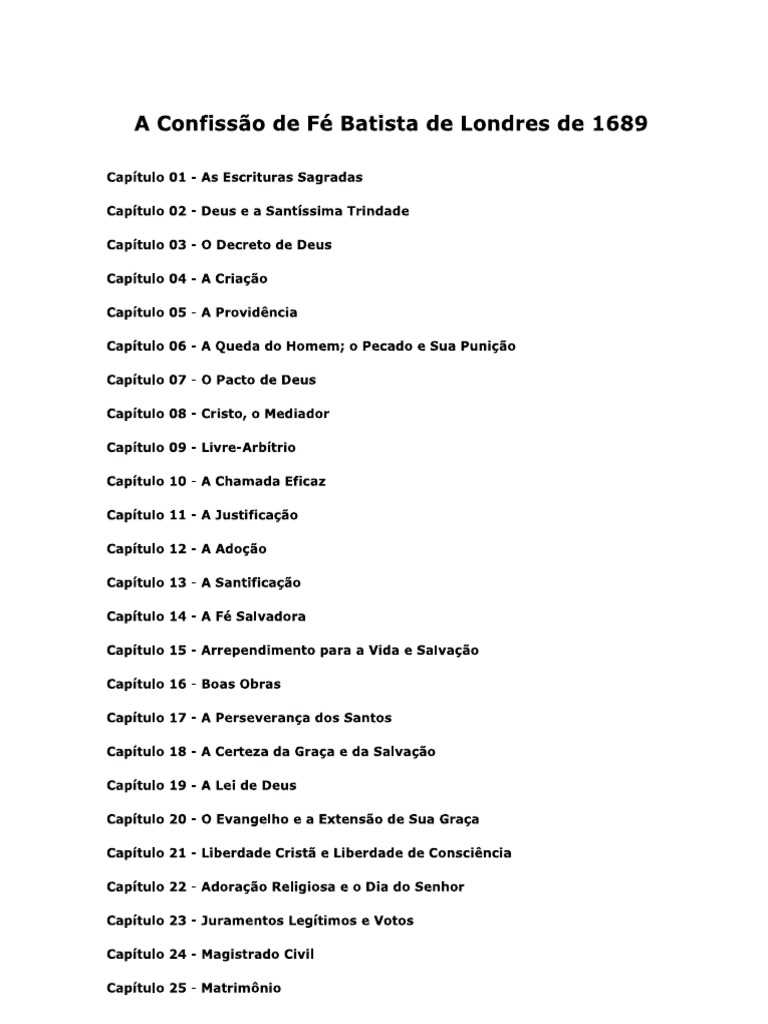 A Confissão de Fé Batista | PDF