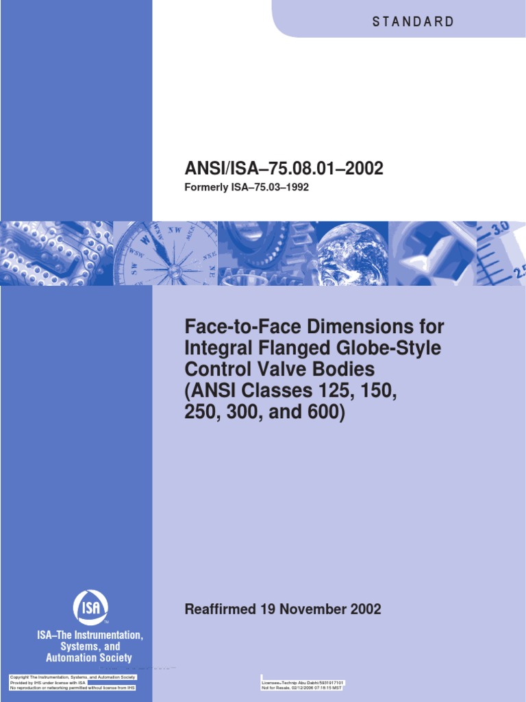 ISA 75.08.01 Face-to-Face Dimensions For Integral Flanged Globe-Style ...