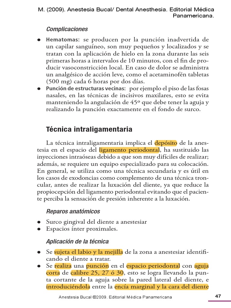 Técnica Intraligamentaria - Anestesiología | PDF | Medicina ...