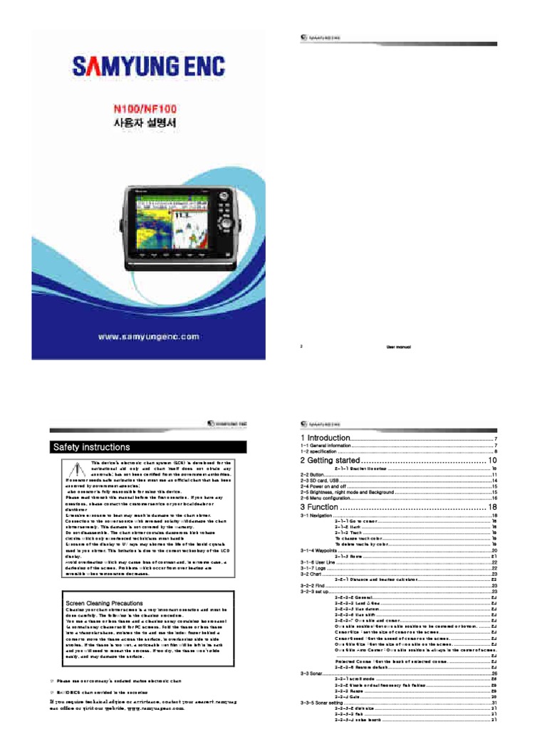 GPS Color Chartplotter & Combo (10.412.1) - SAMYUNG N100ANF100A - Marineelectronic - Eu - Manual ...