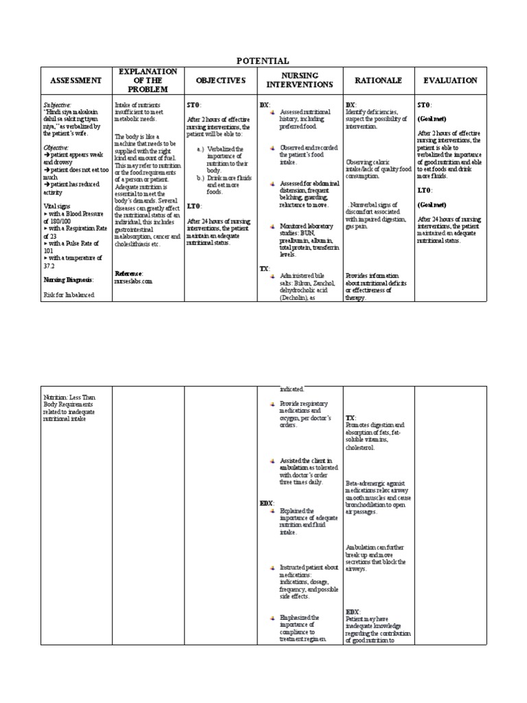 Ncp-Potential-Fernandez Hashhash Navarro Pait | Descargar gratis PDF | Foods | Nursing