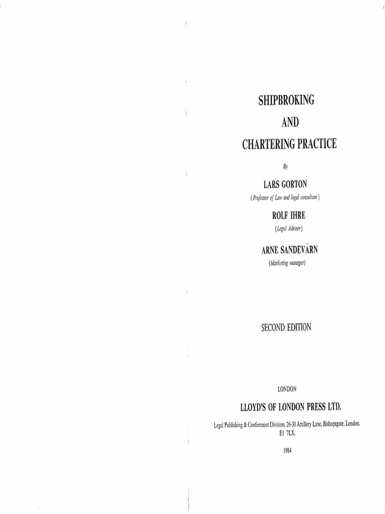 Ship Brokering and Chartering Practice | PDF