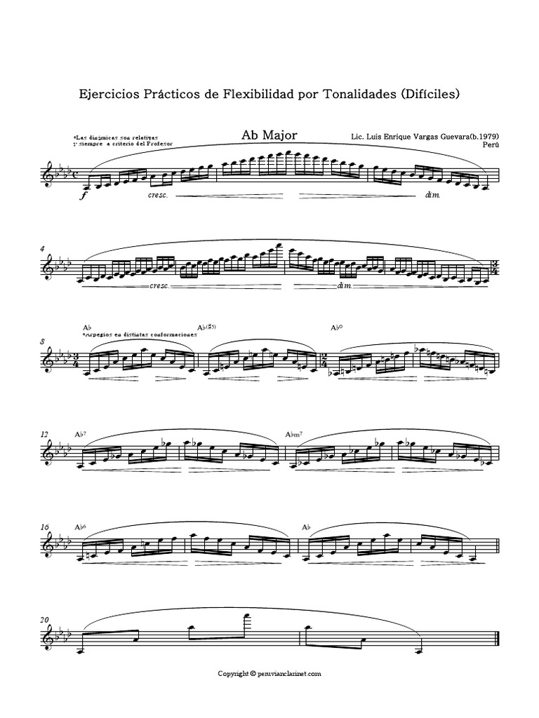 5-Ejercicios Prácticos de Flexibilidad Por Tonalidades (Difíciles) Ab | PDF