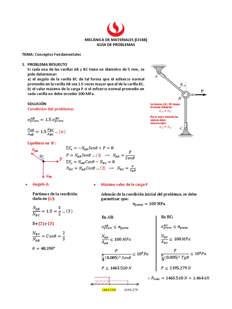 Mecánica de Materiales - Guia 1 | PDF | Viga (Estructura) | Resistencia de materiales
