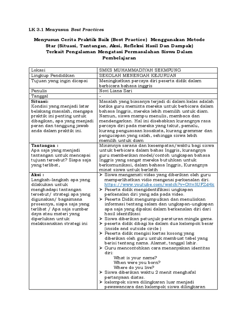 LK 3.1 Menyusun Best Practices | PDF