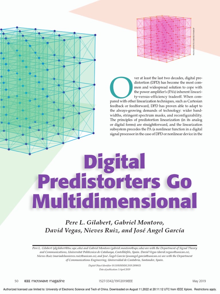 Digital Predistorters Go Multidimensional DPD For Concurrent Multiband ...