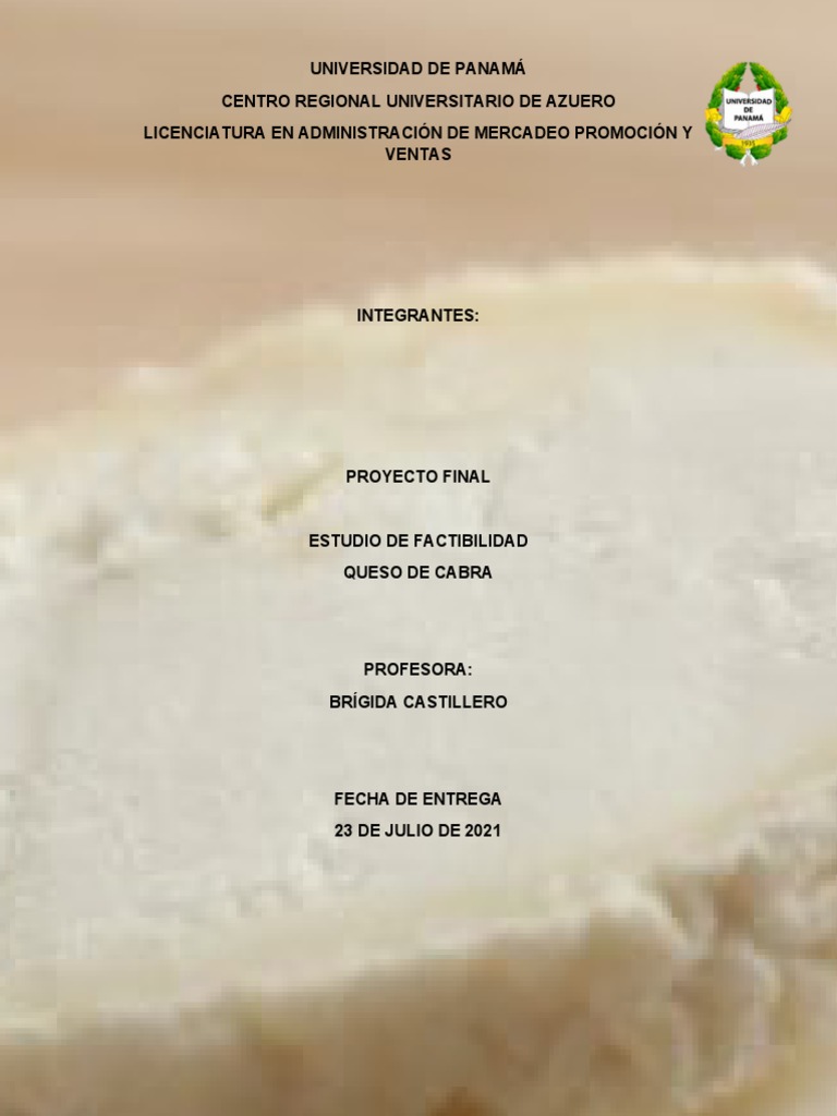 Proyecto de Factibilidad | PDF | Queso | Leche