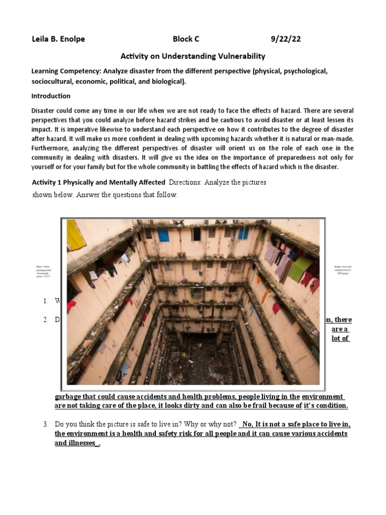 Activity On Understanding Vulnerability | PDF | Hazards | Vulnerability