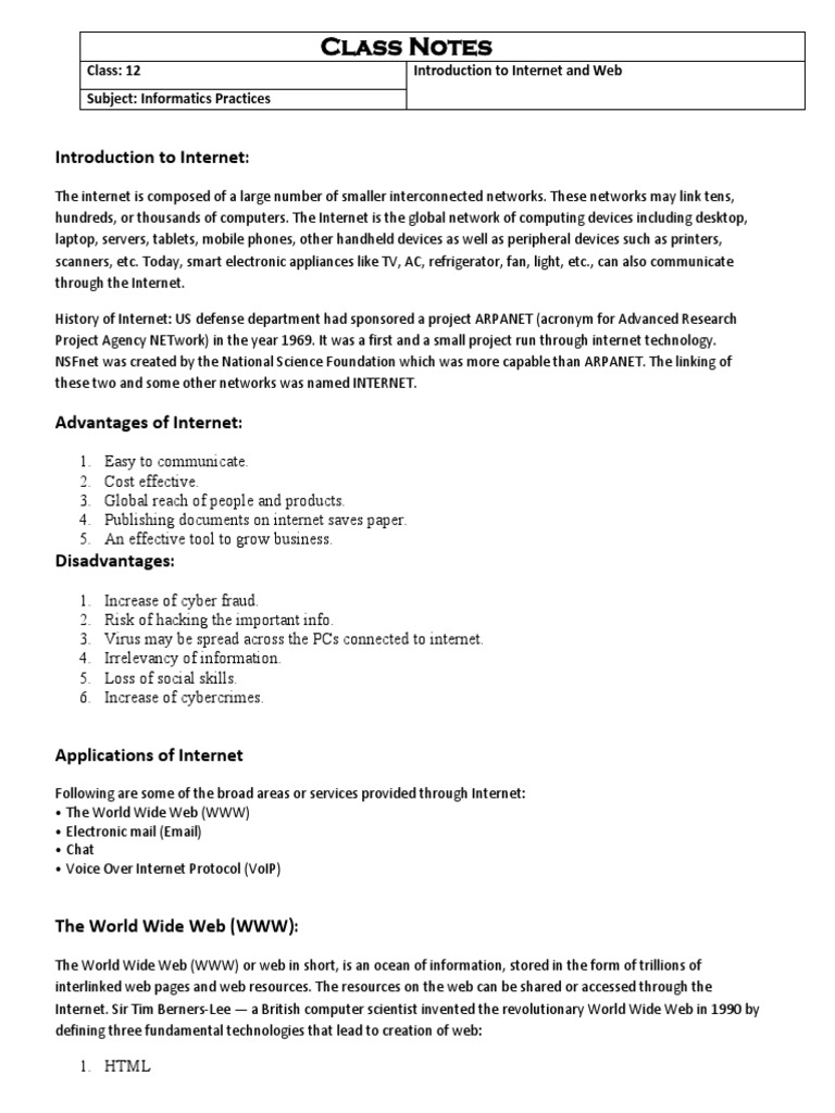 12-IP Notes | PDF | World Wide Web | Internet & Web