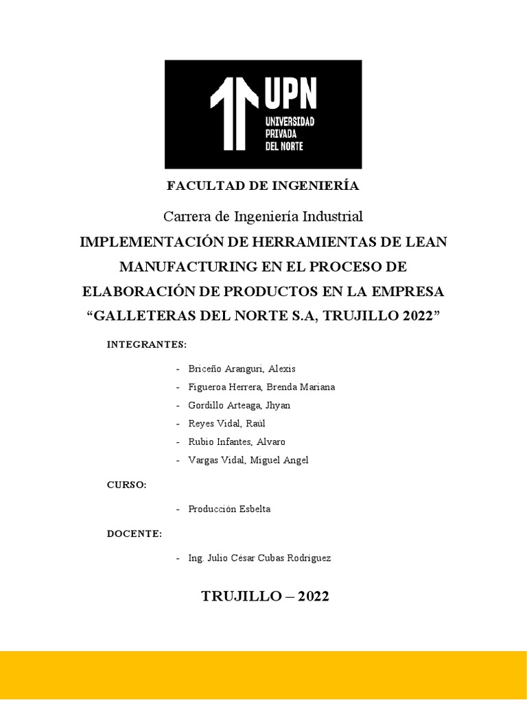 Trabajo Final Producción Esbelta | Descargar gratis PDF | Lean Manufacturing | Business