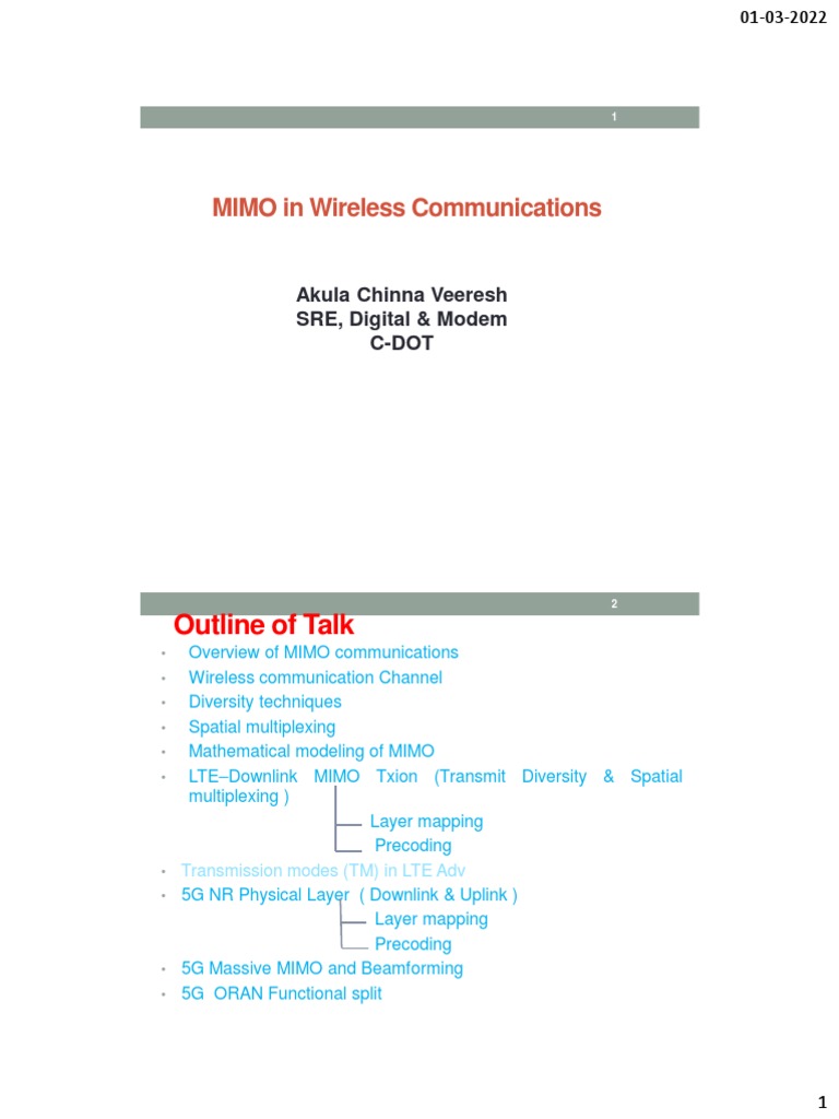 MIMO Presentation PDF | PDF | Mimo | Electronic Engineering