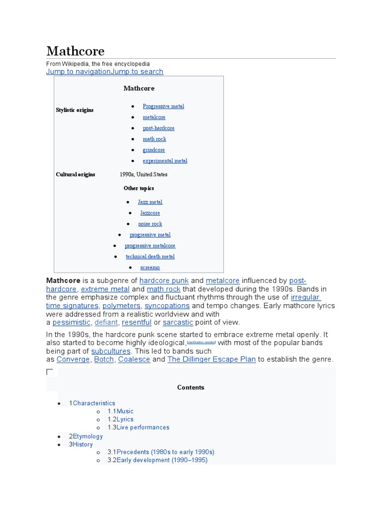 Mathcore | PDF | Musical Subgenres | British Styles Of Music