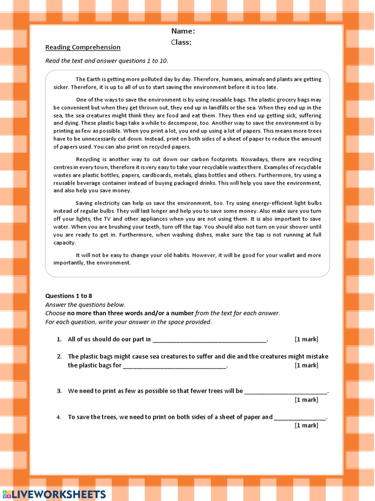 Reading Comp frm2 | PDF | Recycling | Reuse Reading Comp frm2 | PDF | Recycling | Reuse