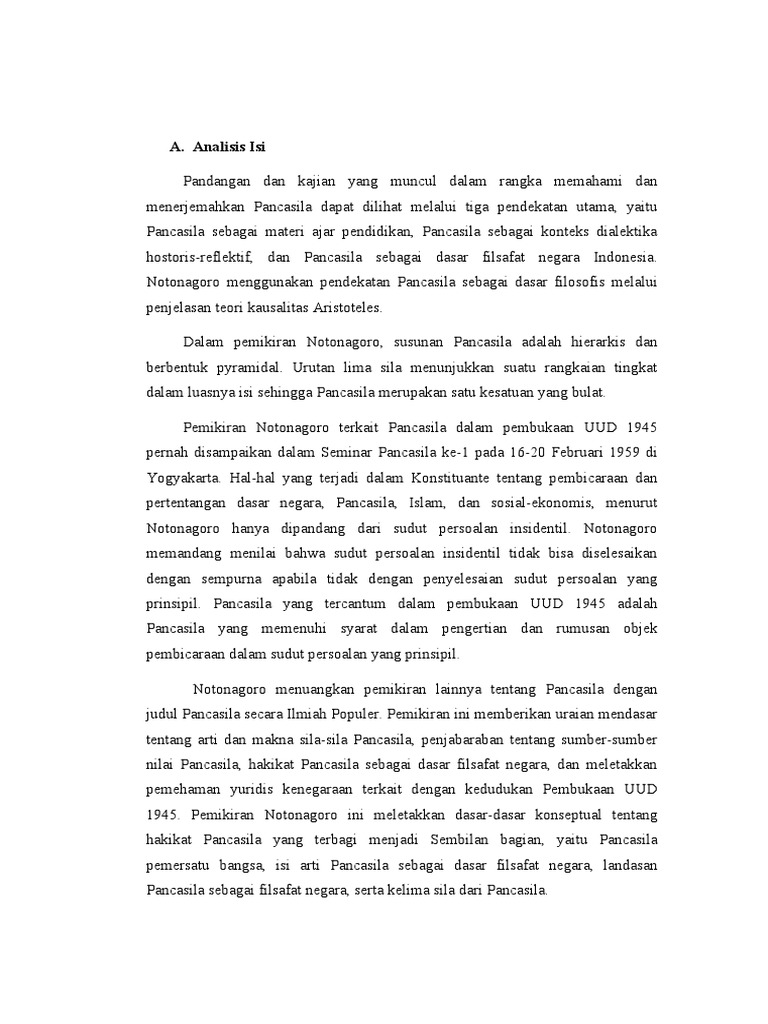 Pemikiran Notonagoro tentang Pancasila | PDF | Ilmu Sosial | Filsafat