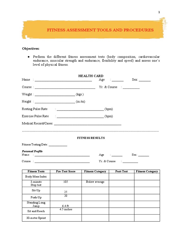 Fitness Assessment Tools and Procedures: A Guide to Measuring Physical ...