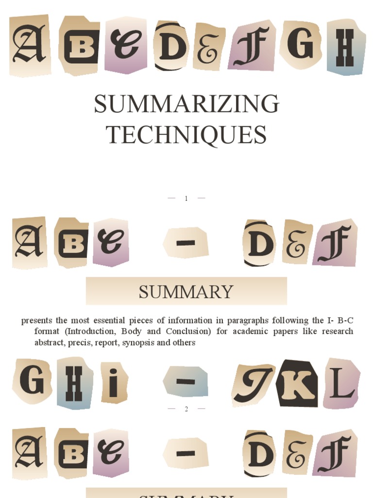 q1 l3 Summarizing Technique | PDF | Wonder Woman | Sharks