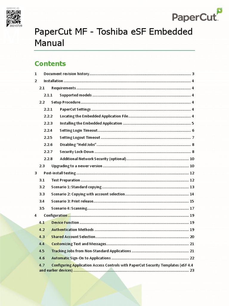 PaperCut MF - Toshiba eSF Embedded Manual - 2021-07-29 | PDF | Login ... PaperCut MF - Toshiba eSF Embedded Manual - 2021-07-29 | PDF | Login ...