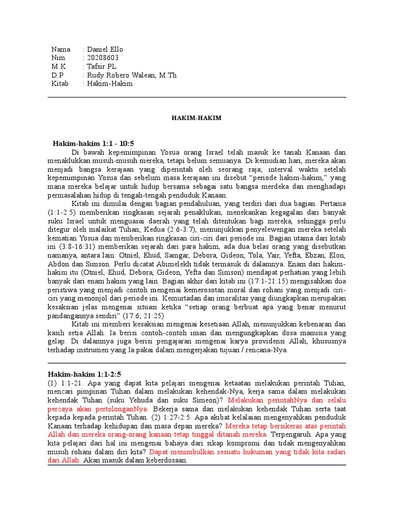 Hakim-hakim: Ketaatan dan Hukuman | PDF