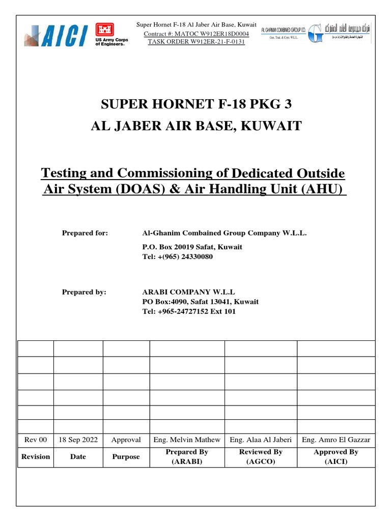 SH-Testing and Commissioning of DOAS - AHU Unit-Clin 3 | PDF ...