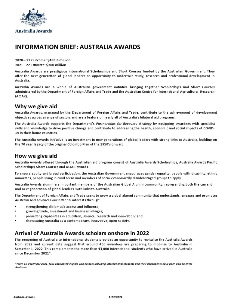 Australia Awards Statistical Profile | PDF | Australia | Aids