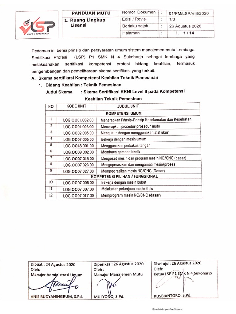 Panduan Mutu Ruang Lingkup | PDF