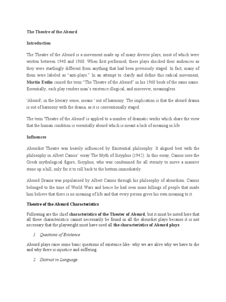 The Theatre of The Absurd | PDF | Philosophical Theories | Metaphysics