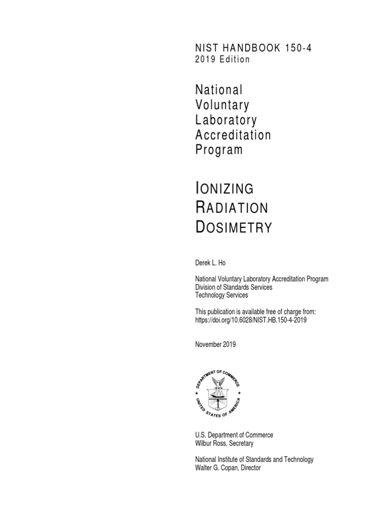 NIST HB150-4-2019 Ionizing Radiation Dosimetry | PDF | Dosimetry ...