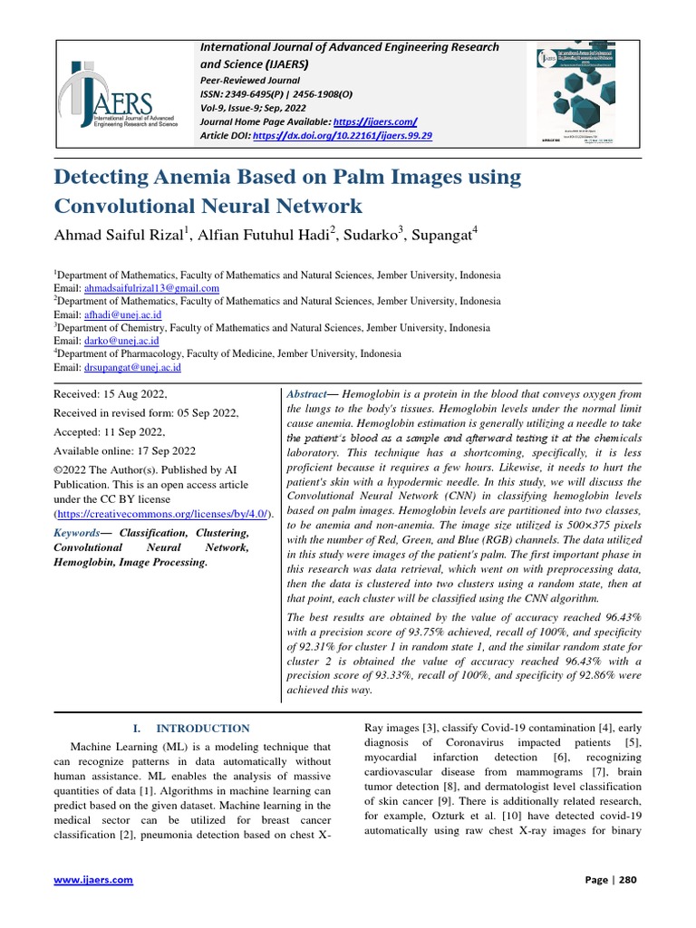 Detecting Anemia Based On Palm Images Using Convolutional Neural Network | PDF | Accuracy And ...