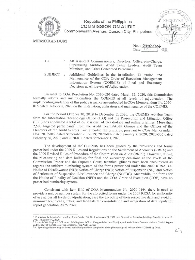 Coa - M2020-024 Coemis | PDF