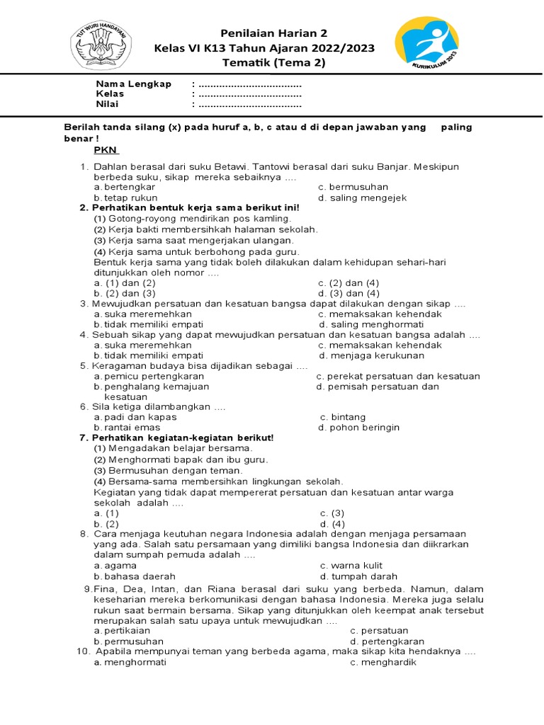 PH Tema 2 Kelas 6 | PDF