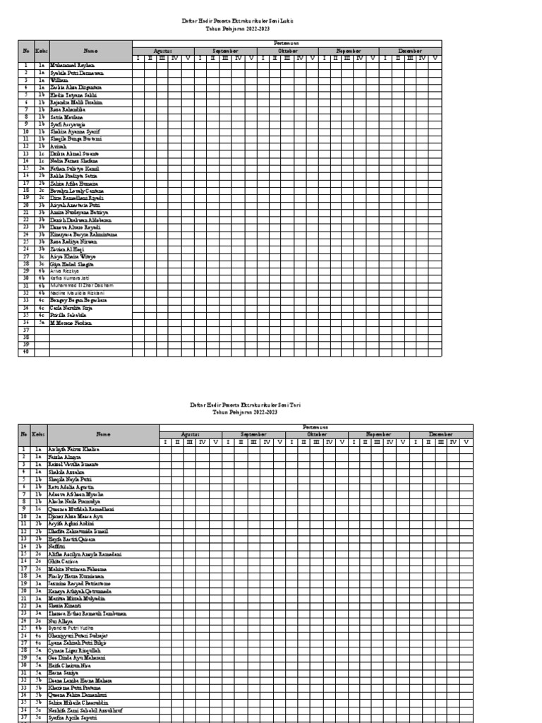 Absen Ekskul SMT I | PDF