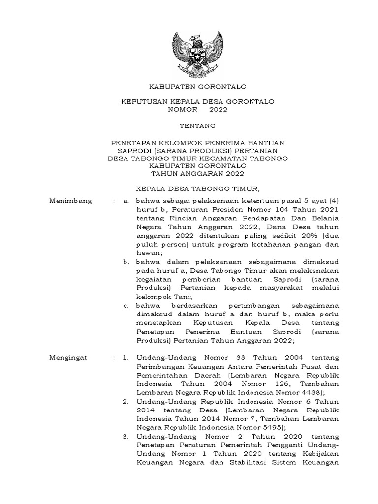 Draft SK Penetapan Penerima Bantuan SAPRODI PERTANIAN | PDF Draft SK Penetapan Penerima Bantuan SAPRODI PERTANIAN | PDF
