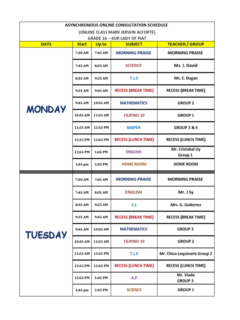 Boss Mark Schedule | PDF