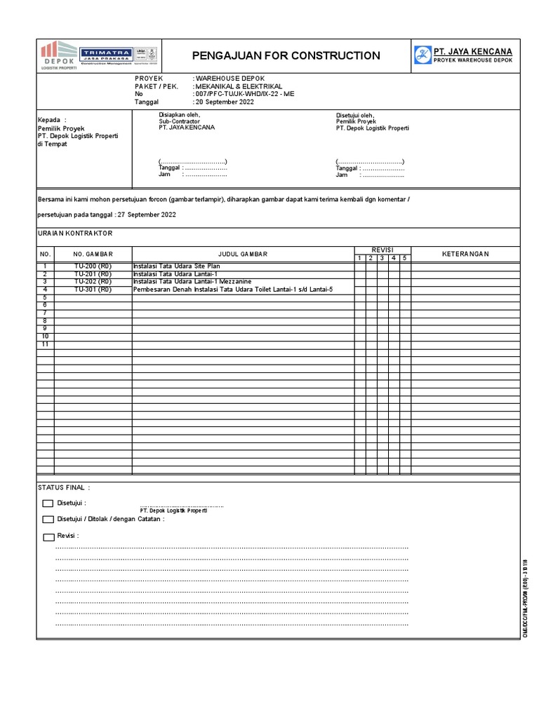 007-Pengajuan Forcon (Tata Udara) | PDF