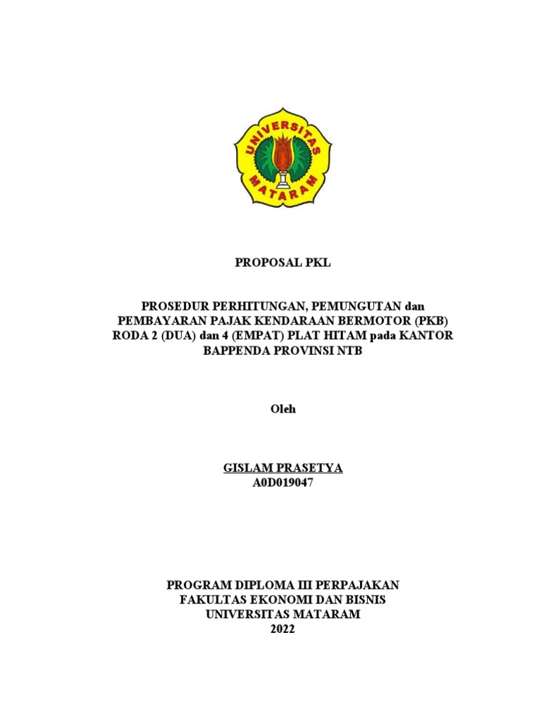 Proposal PKL - Gislam Prasetya - A0d019047 | PDF
