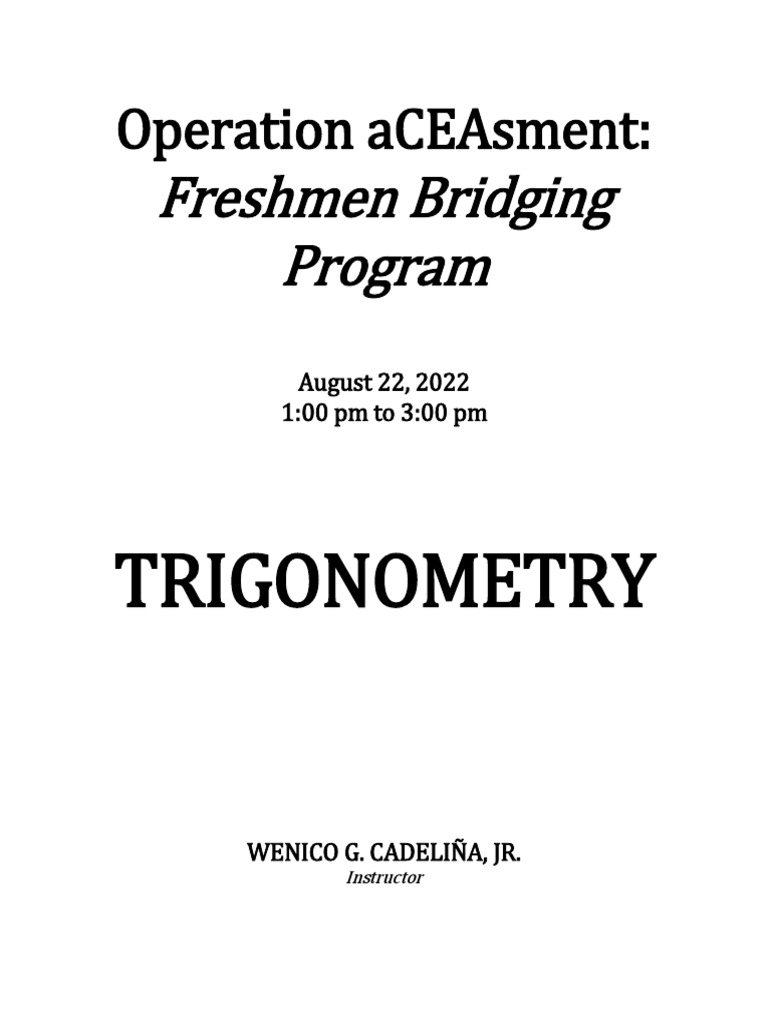 Trigonometry For Bridging | PDF | Trigonometric Functions | Trigonometry