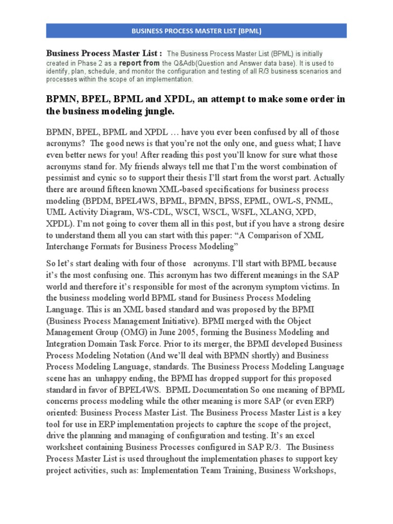 BPML | PDF | Software Engineering | Systems Engineering