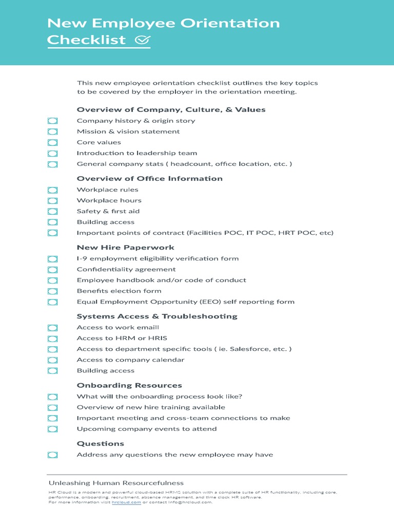Orientation Checklist | PDF