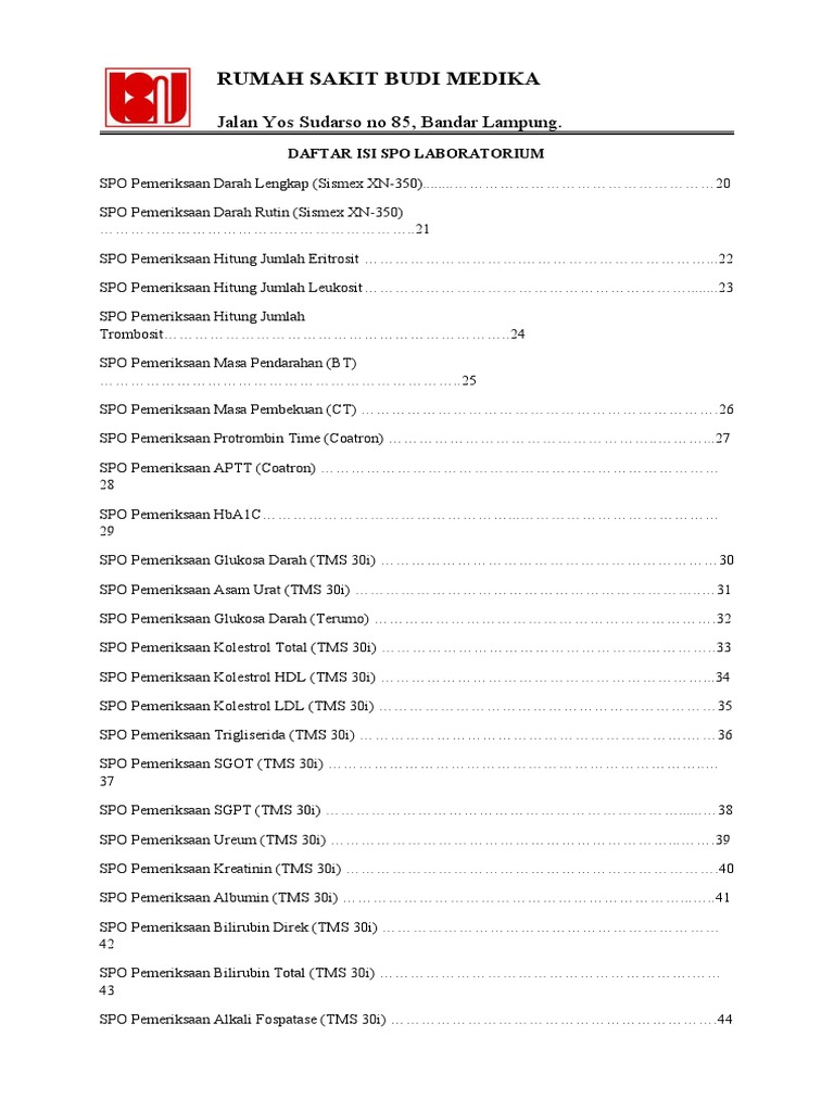 Daftar Isi Spo | PDF