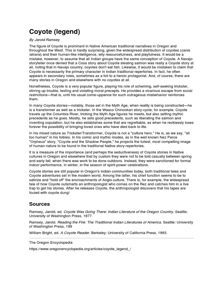 Coyote Legend | PDF | Trickster | Folklore