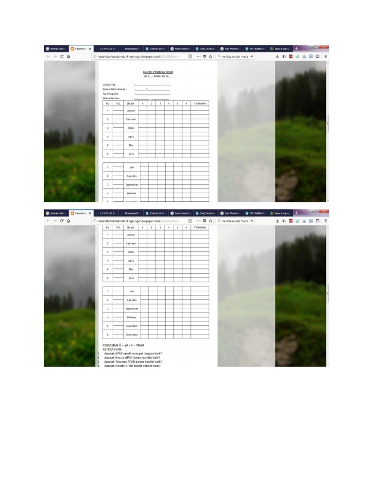 Form Ceklis Pemeriksaan Apar | PDF