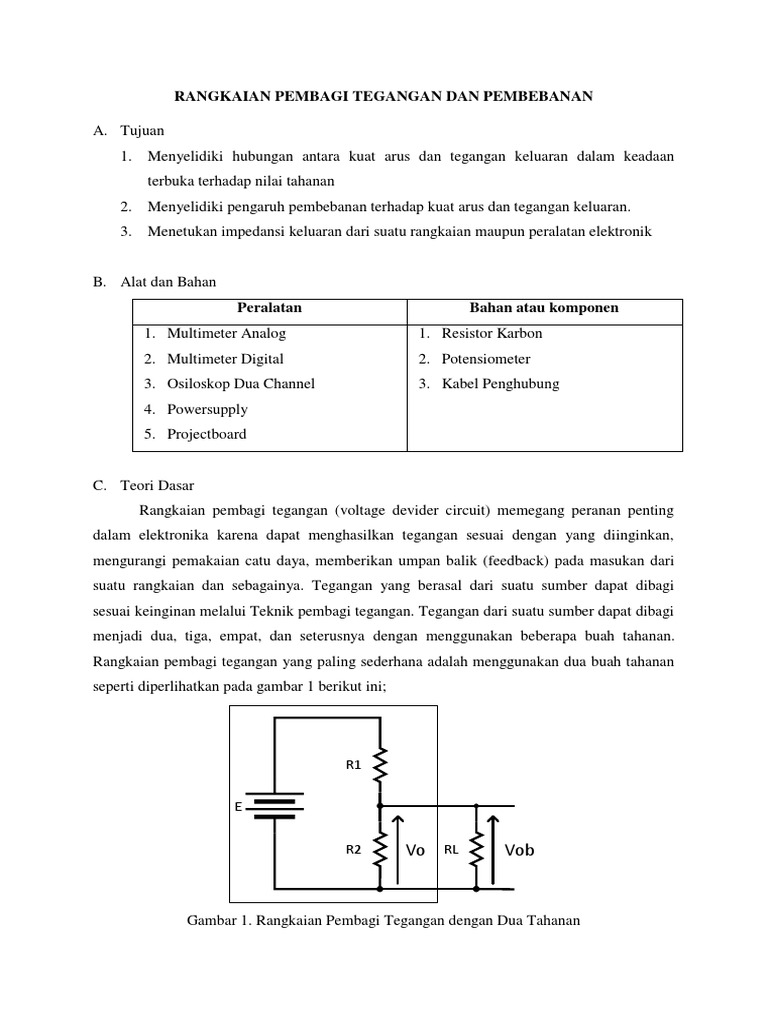 Rangkaian Pembagi Tegangan Dan Pembebanan: Vo Vob | PDF | Sains & Matematika