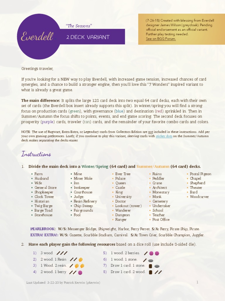 EVERDELL 2 DECK VARIANT v1.7 | PDF | Gaming