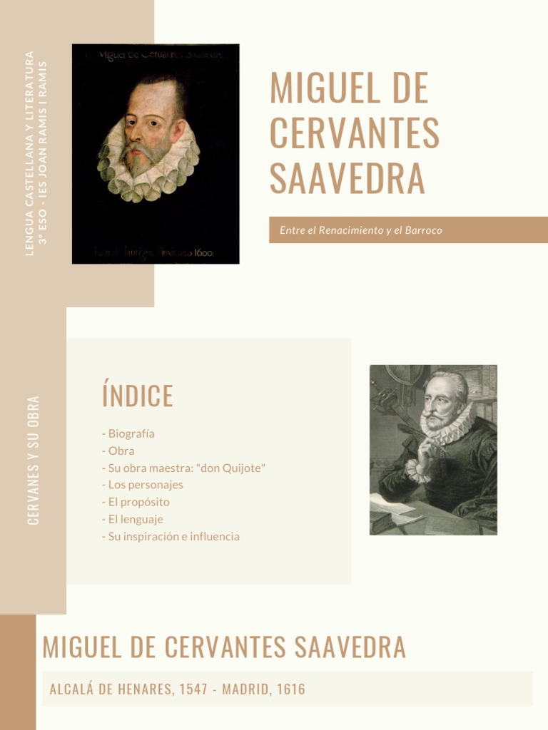 Biografía y obra de Cervantes | PDF | Don Quijote | Miguel De Cervantes