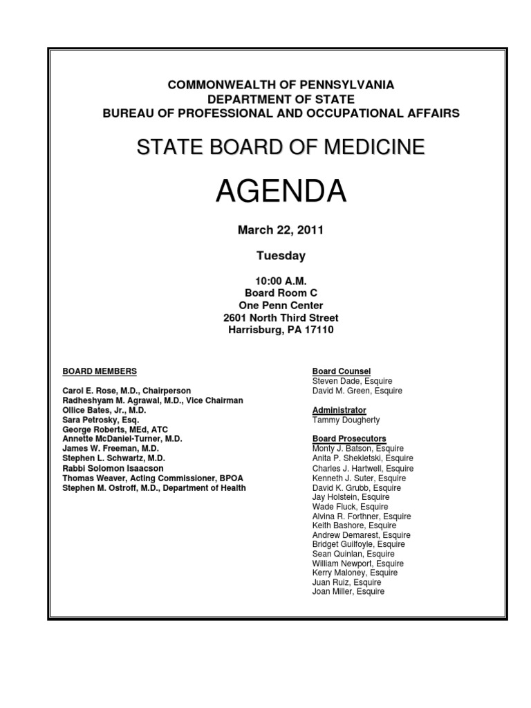 Medical Board Agenda-1 | PDF | Physician | Medicine
