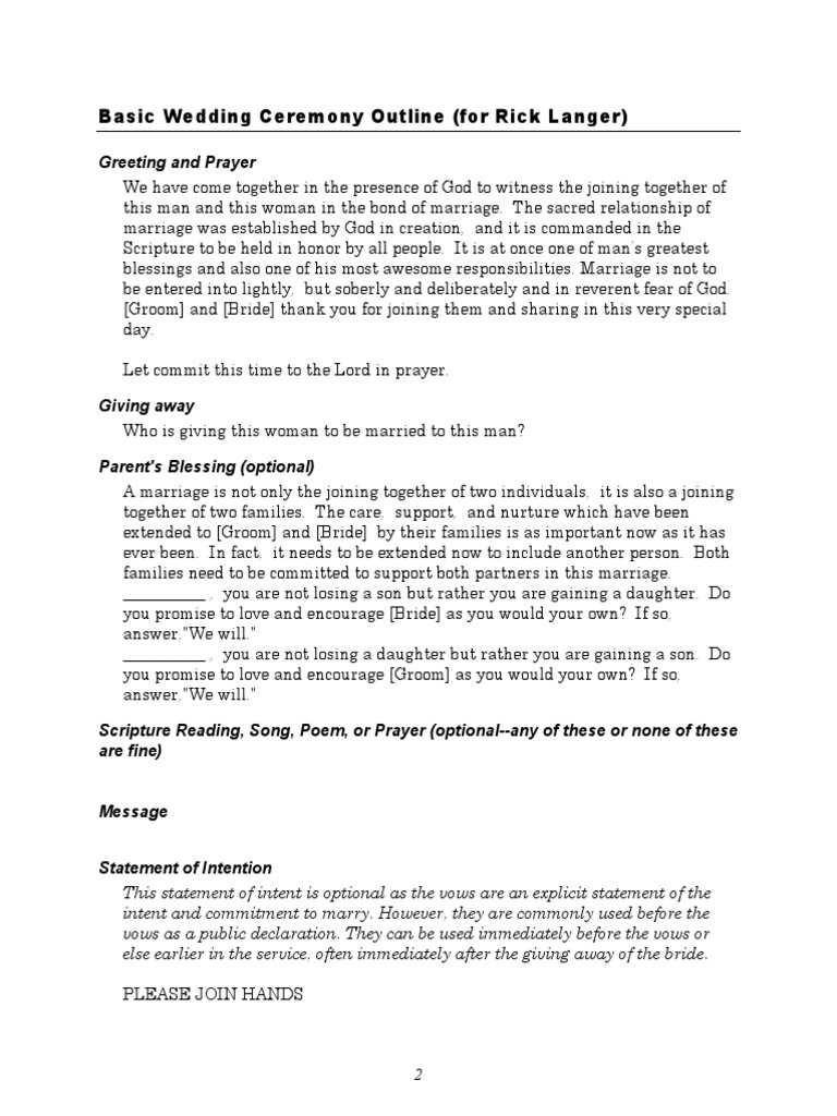Wedding Ceremony Outline Template | PDF