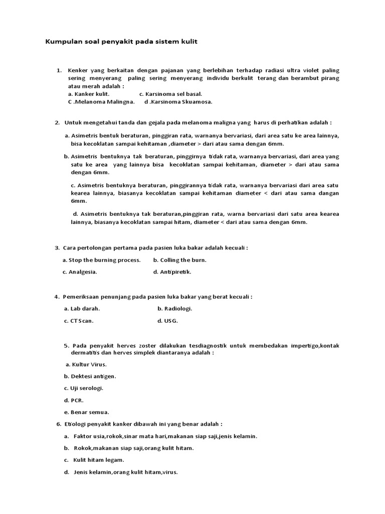 Kumpulan-Soal Ippd Integumen | PDF