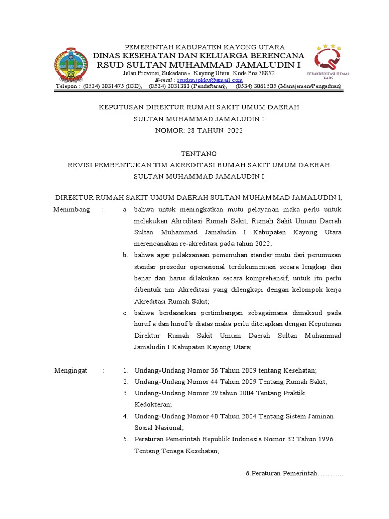 SK Pembentukan Tim Akreditasi Revisi 2022 Fix | PDF