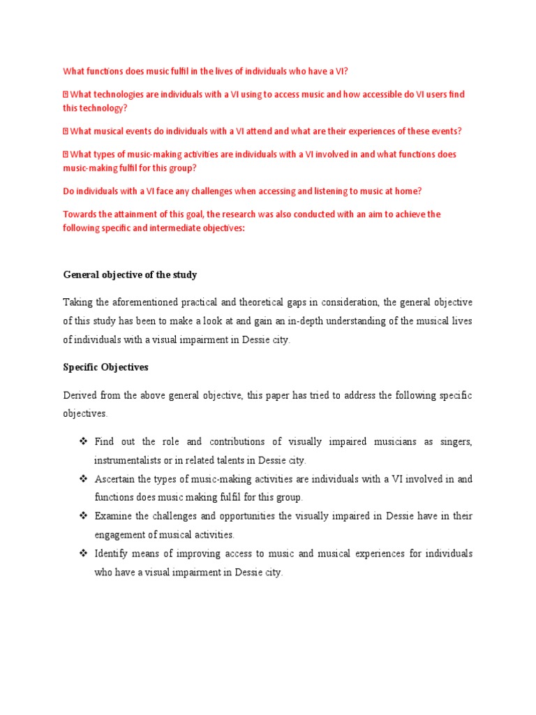 Music's Role for Those With Visual Impairments | PDF | Visual ...