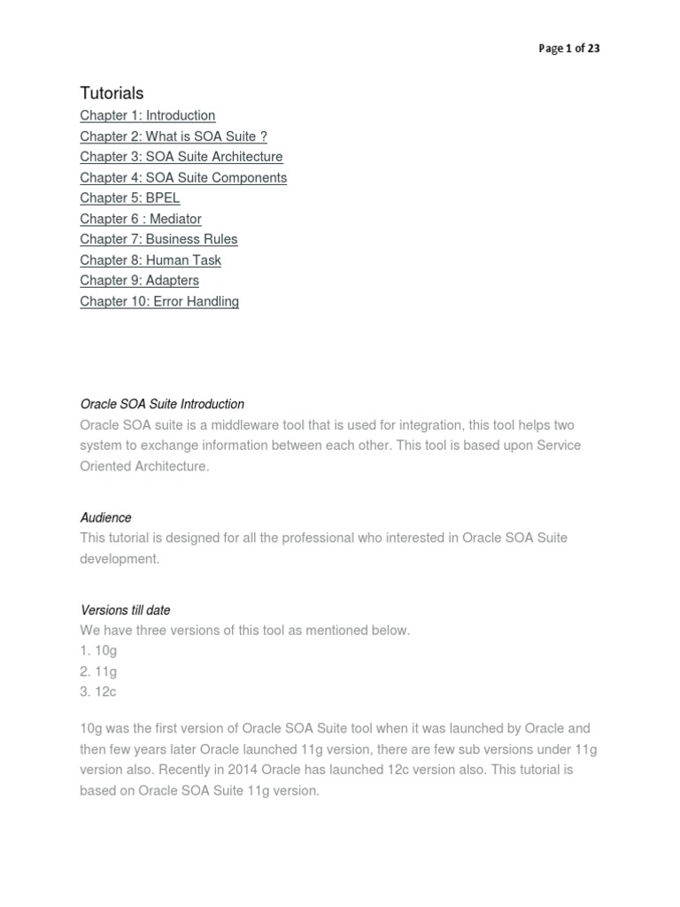 Oracle Soa Short Tutorial Pdf Service Oriented Architecture Web Service